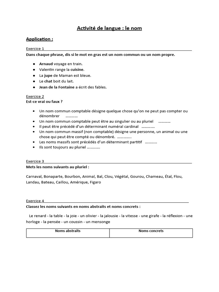 Le Nom | PDF | Nombre grammatical | Syntaxe