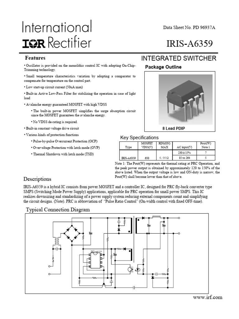 IRIS-A6359 Hybrid IC Datasheet | PDF | Mosfet | Field Effect Transistor
