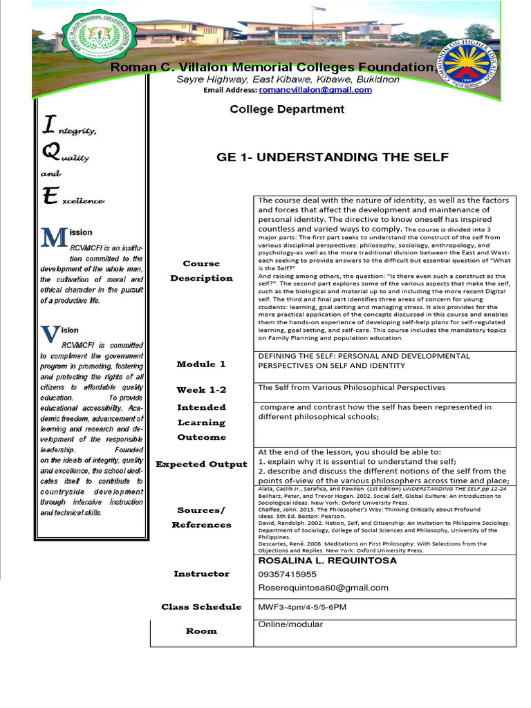 UNDERSTANDING-THE-SELF-MODULE-1.docx2021-2022 | PDF | Philosophy Of ...