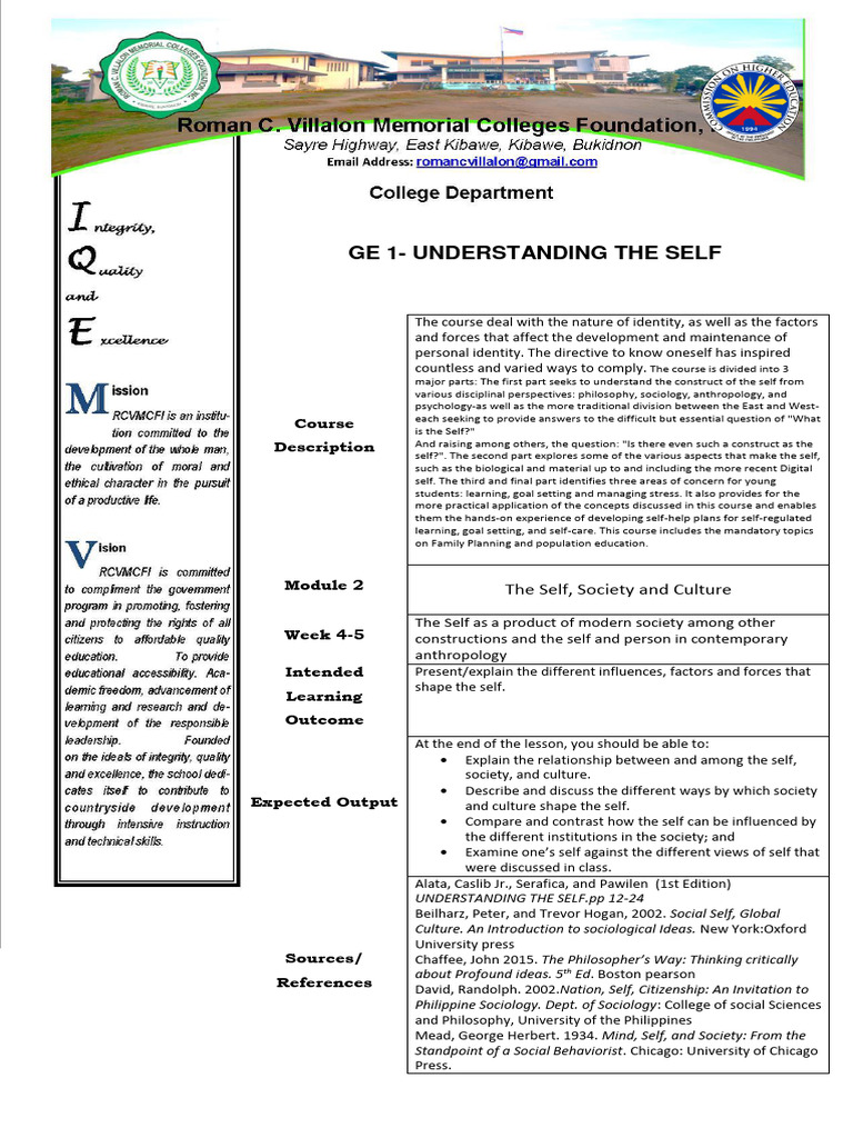 Understanding The Self Module 2 | PDF | Self Concept | Self