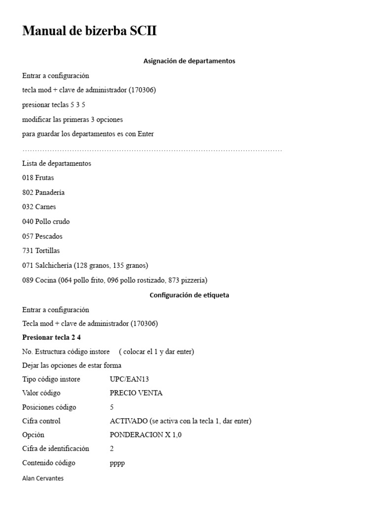 Manual de Configuración Bizerba SCII | PDF | Informática | Ciencias de ...