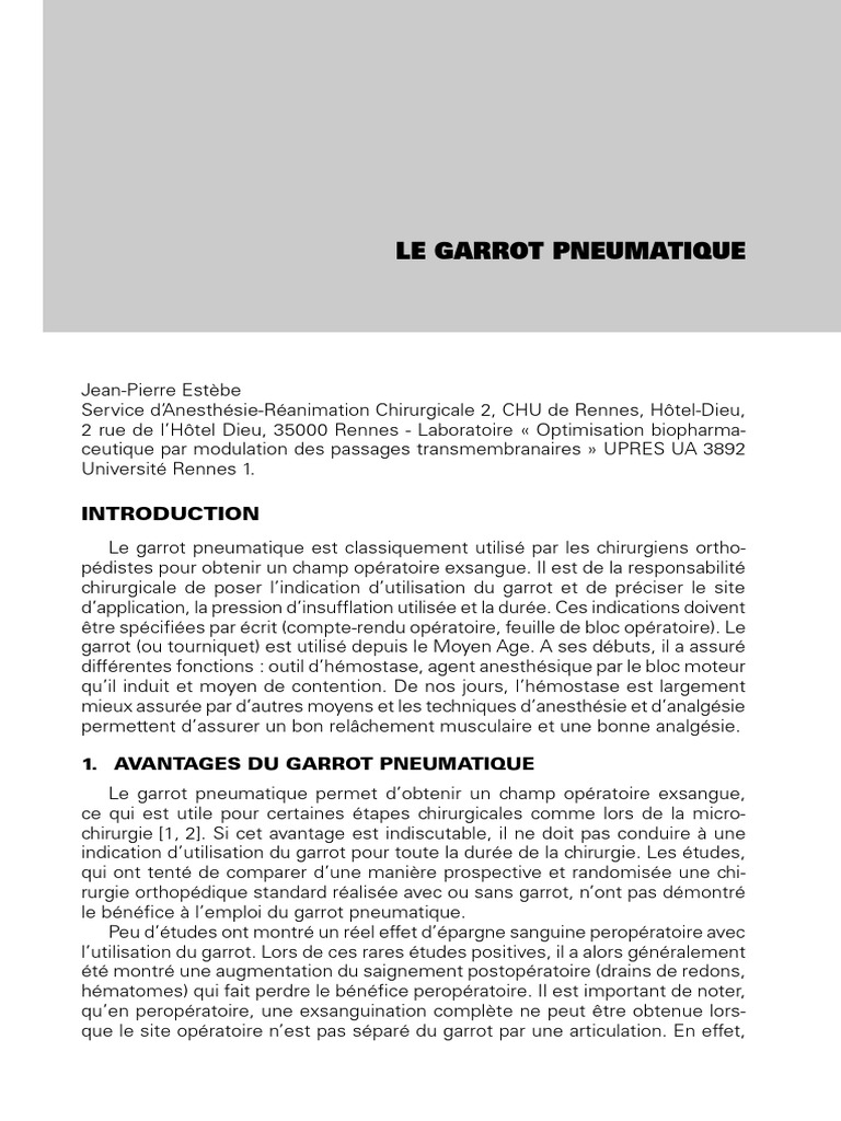 Le Garrot Pneumatique DR Estebe - MAPAR | PDF