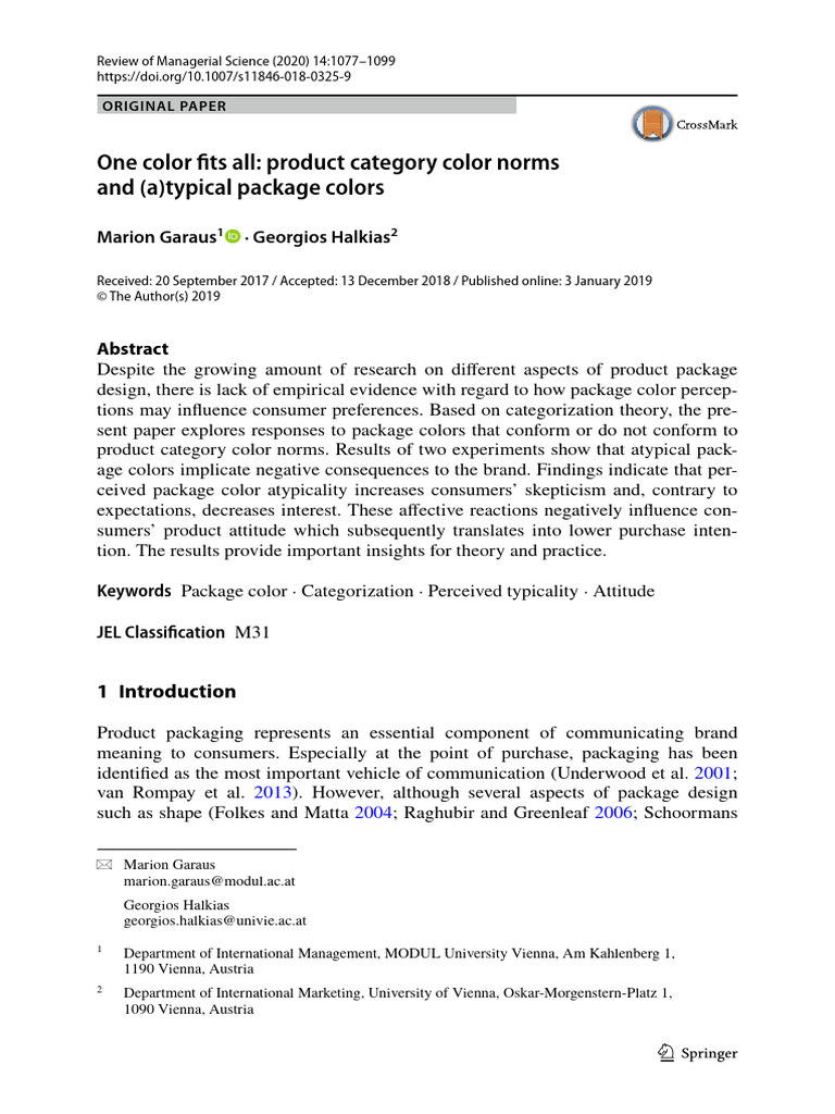 One Color Fts All: Product Category Color Norms and (A) Typical Package ...