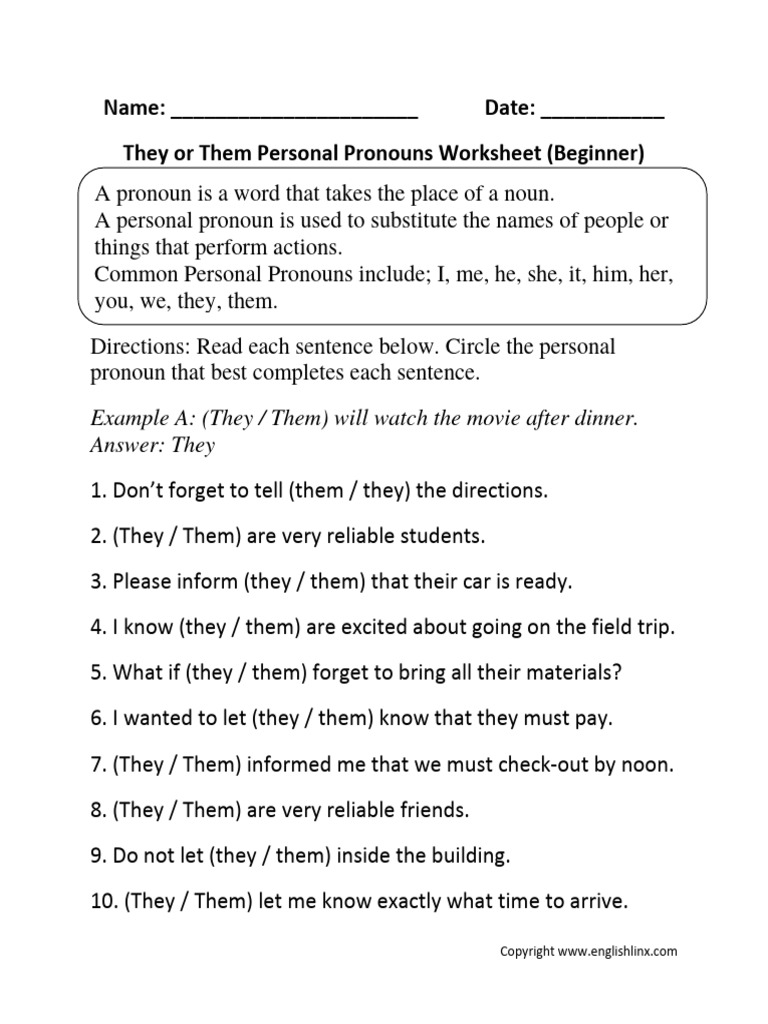 Pronouns For Grade 4 - Worksheet | PDF | Language Arts & Discipline ...