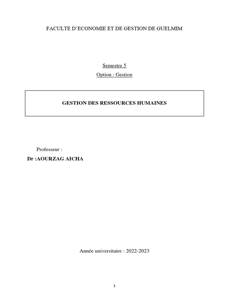 Cours GRH | PDF