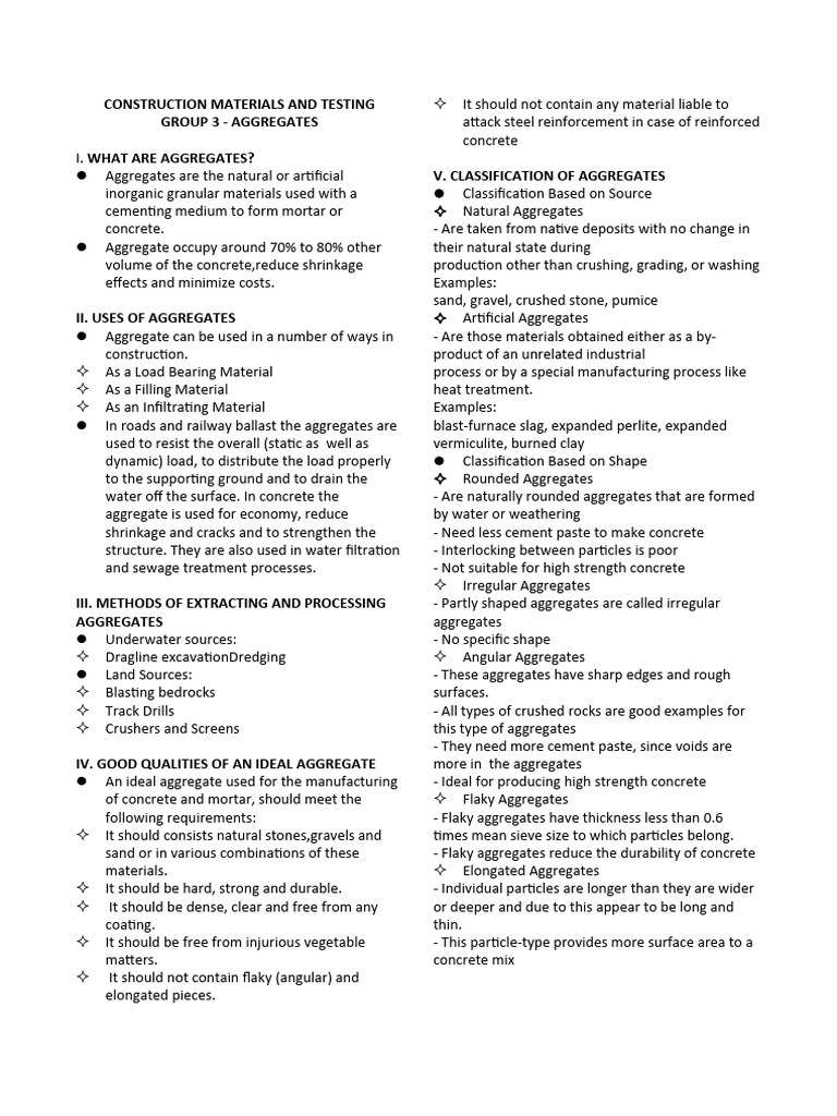 Construction Materials and Testing - g3 Aggregates | PDF | Concrete ...