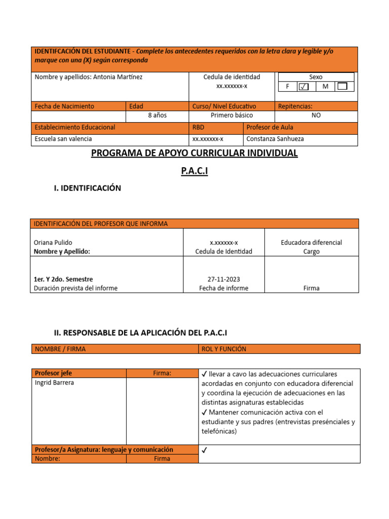 Programa de Apoyo Curricular Individual P.A.C.I | PDF | Evaluación | Aprendizaje