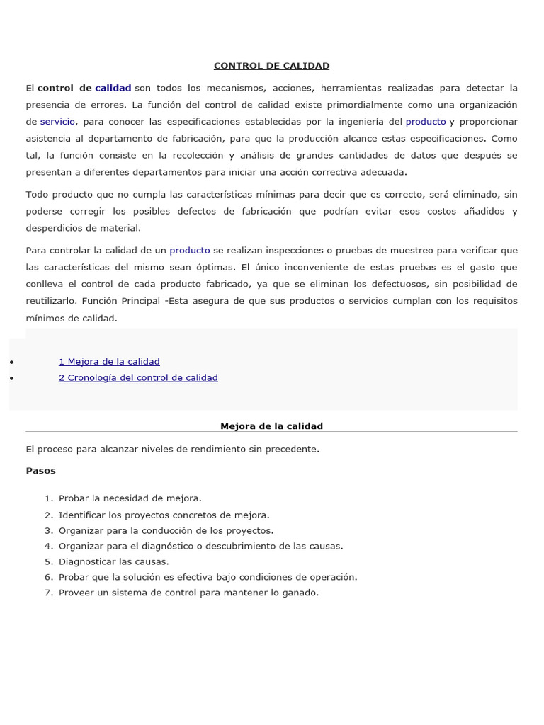 Control de Caldiad | PDF | Calidad (comercial) | Calidad
