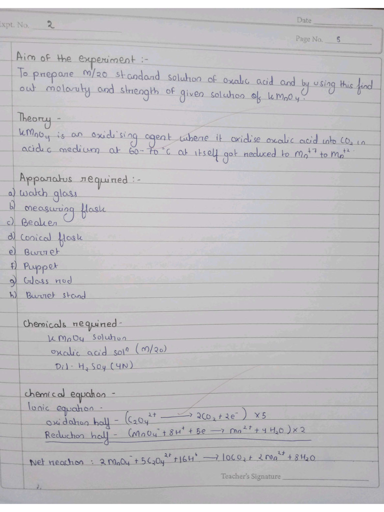 Experiment for class 12 of chemistry | PDF