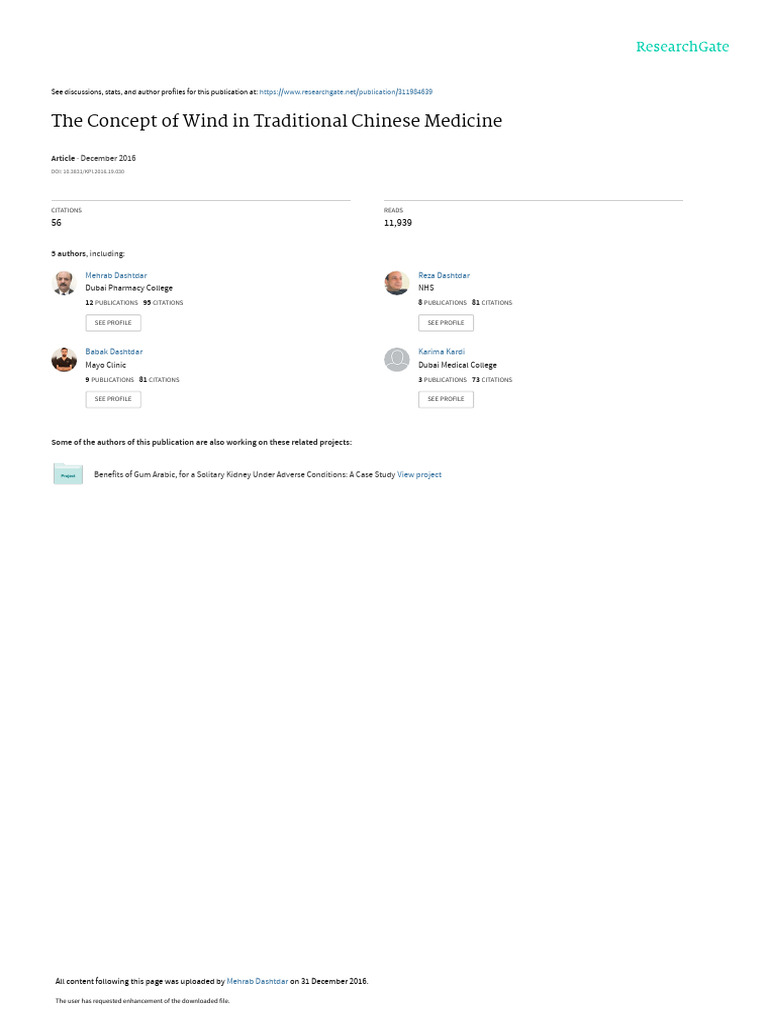 Concept of Wind TCM | PDF | Traditional Chinese Medicine | Qi