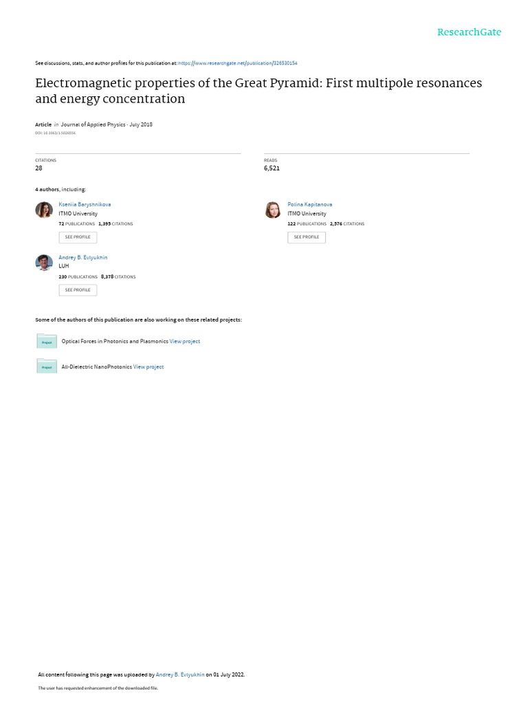 Ciência - Electromagnetic Properties of The Great Pyramid | PDF | Electromagnetic Radiation | Waves