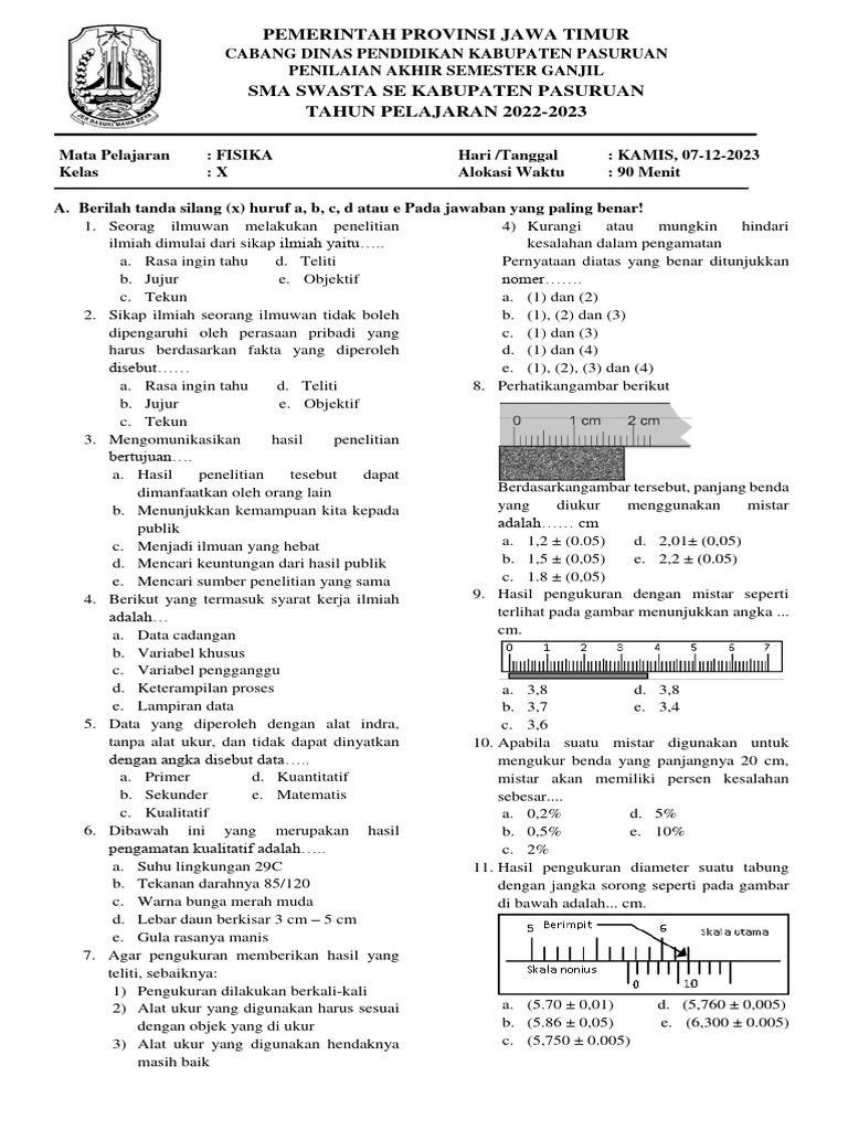 Soal Pas Fisika X - 23 (Repaired) | PDF
