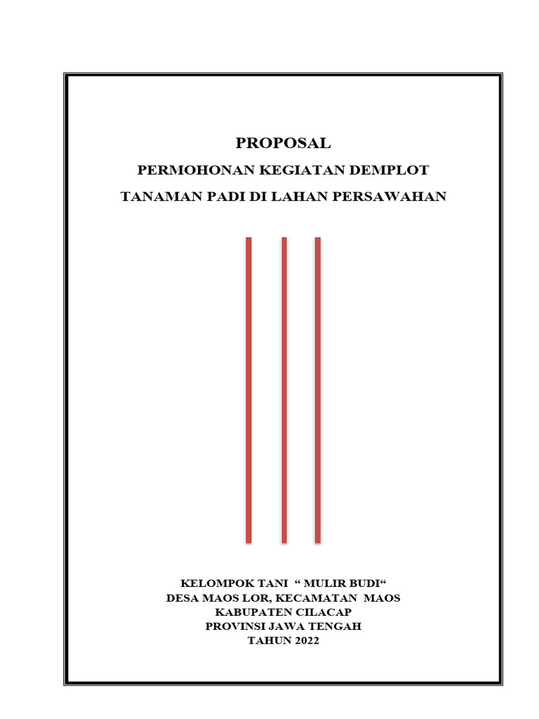 Proposal Demplot Padi Kelompok Mulir Budi | PDF