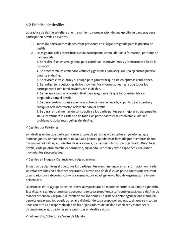 Práctica y Roles en Desfiles | PDF