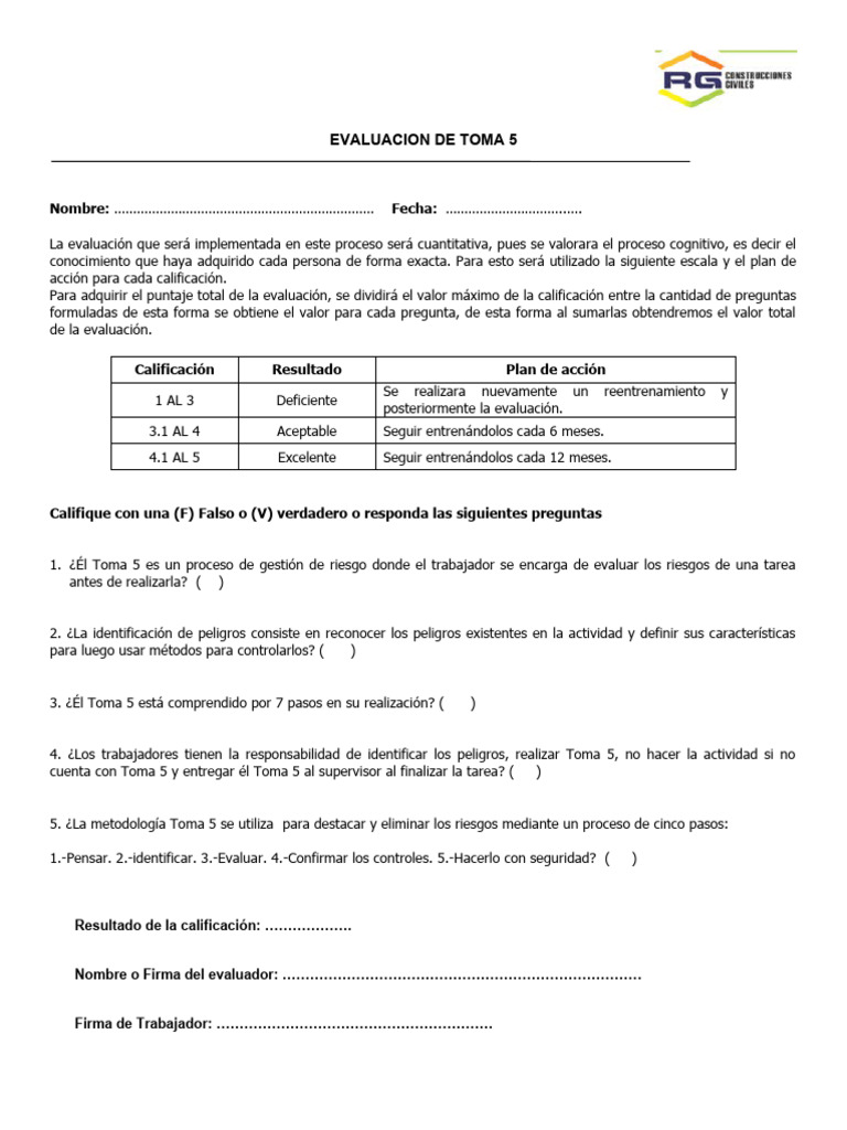Evaluación Cuantitativa Toma 5 y AST | PDF | Evaluación