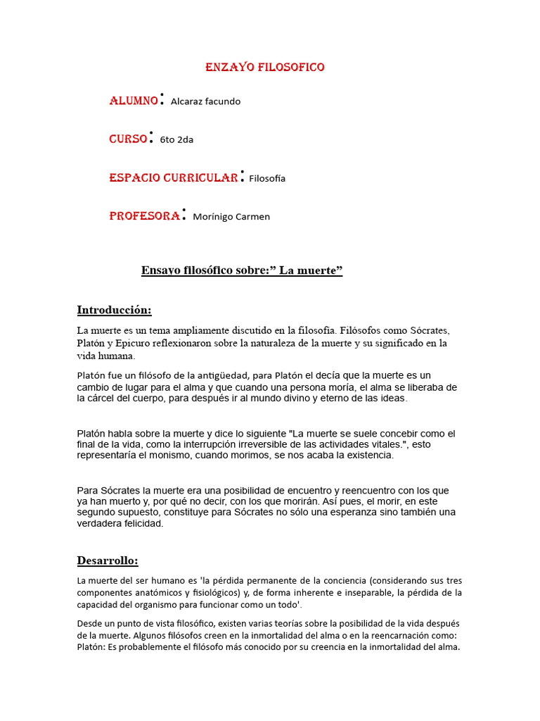 Enzayo Filo | PDF | Muerte | Platón