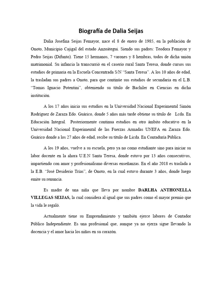 Biografia de Dalia Seijas | PDF