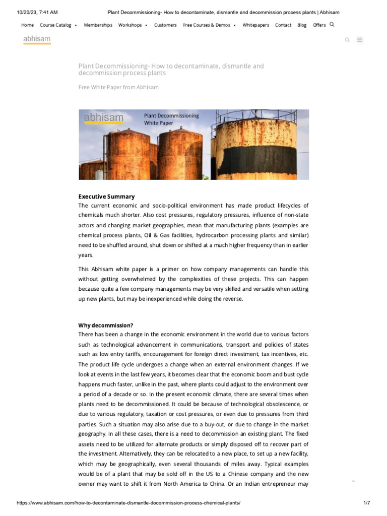 Plant Decommissioning Guide: Steps & Methods | PDF