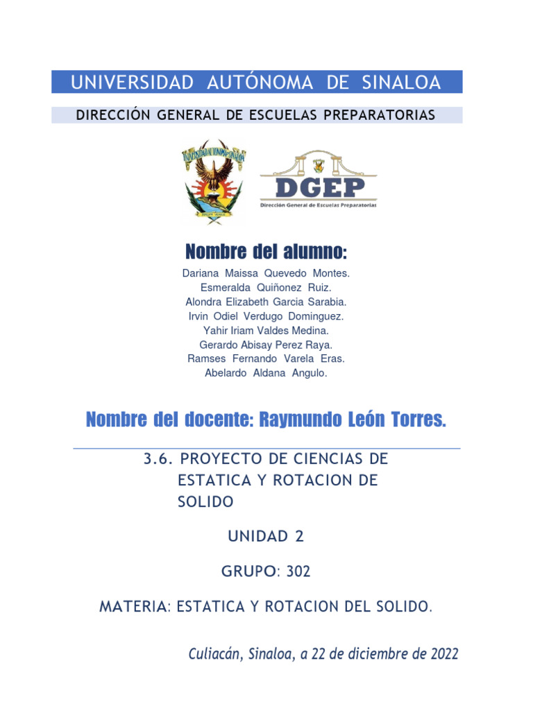3.6. Proyecto de Ciencias de Estatica y Rotacion Del Solido | PDF | Puente