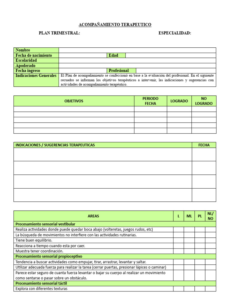 Ficha Acompañamiento Terapeutico | PDF