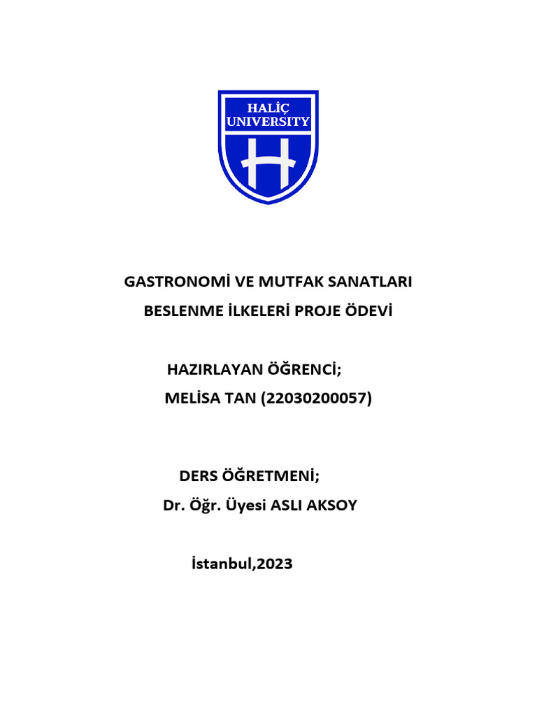 Beslenme Ä°lkeleri Proje Ã Devi | PDF