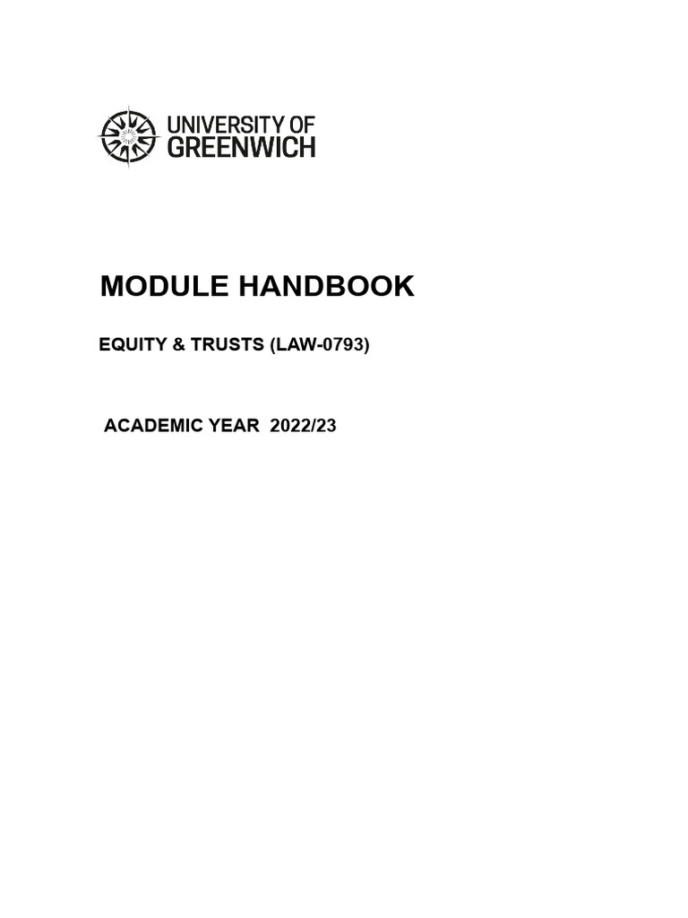 Equity & Trusts Law Module Guide | PDF | Trust Law | Rubric (Academic)