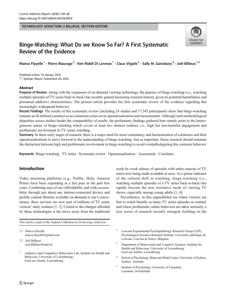 Systematic Review of Binge-Watching Effects | PDF