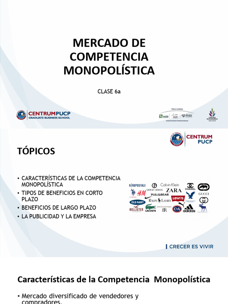 EG Clase 6a Competencia Monopolistica Alu | PDF | Monopolio | Mercado ...