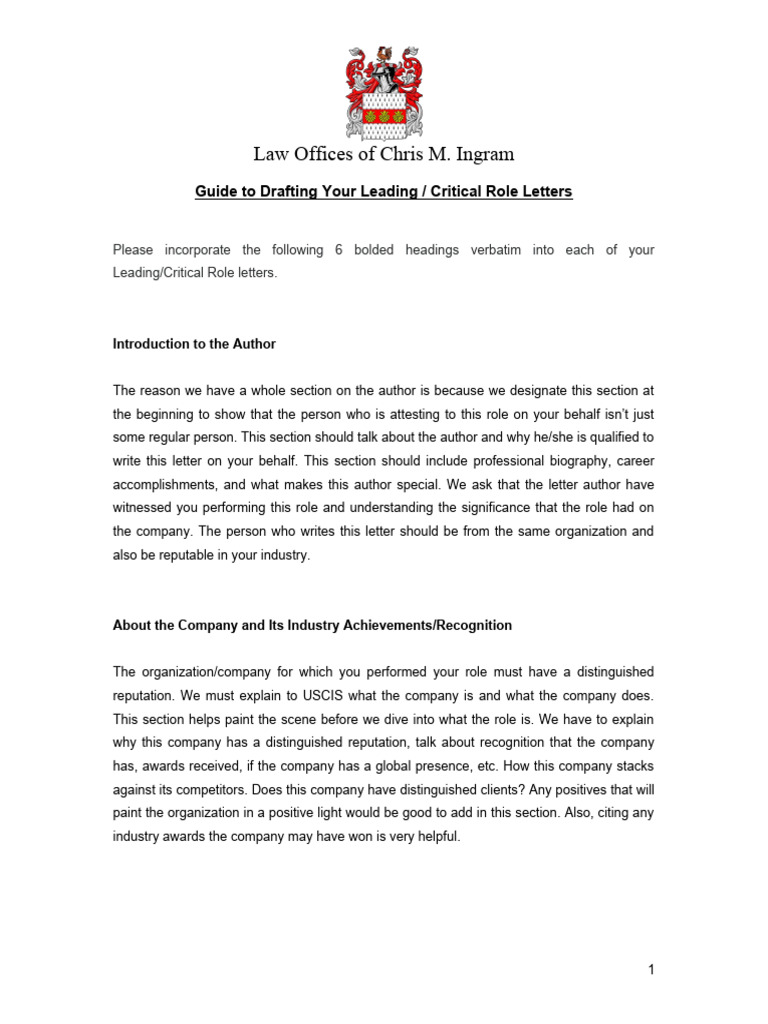 01 Guide To Drafting Your Critical Role Letters | PDF | Career & Growth