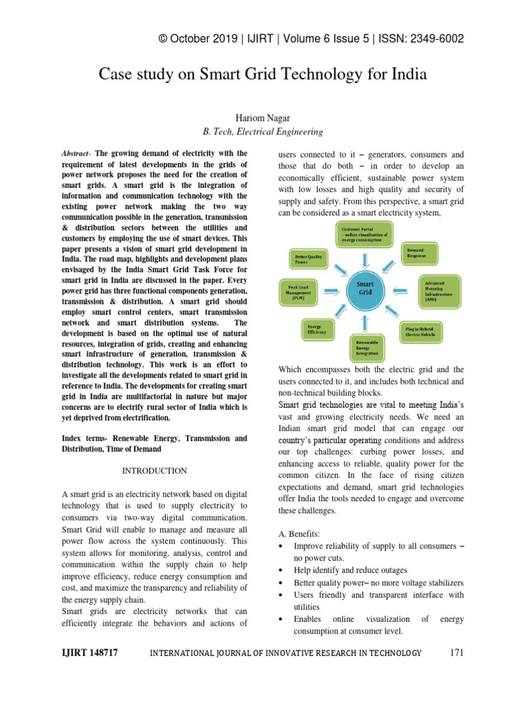Case Study On Smart Grid Technology For | PDF | Smart Grid | Electrical Grid
