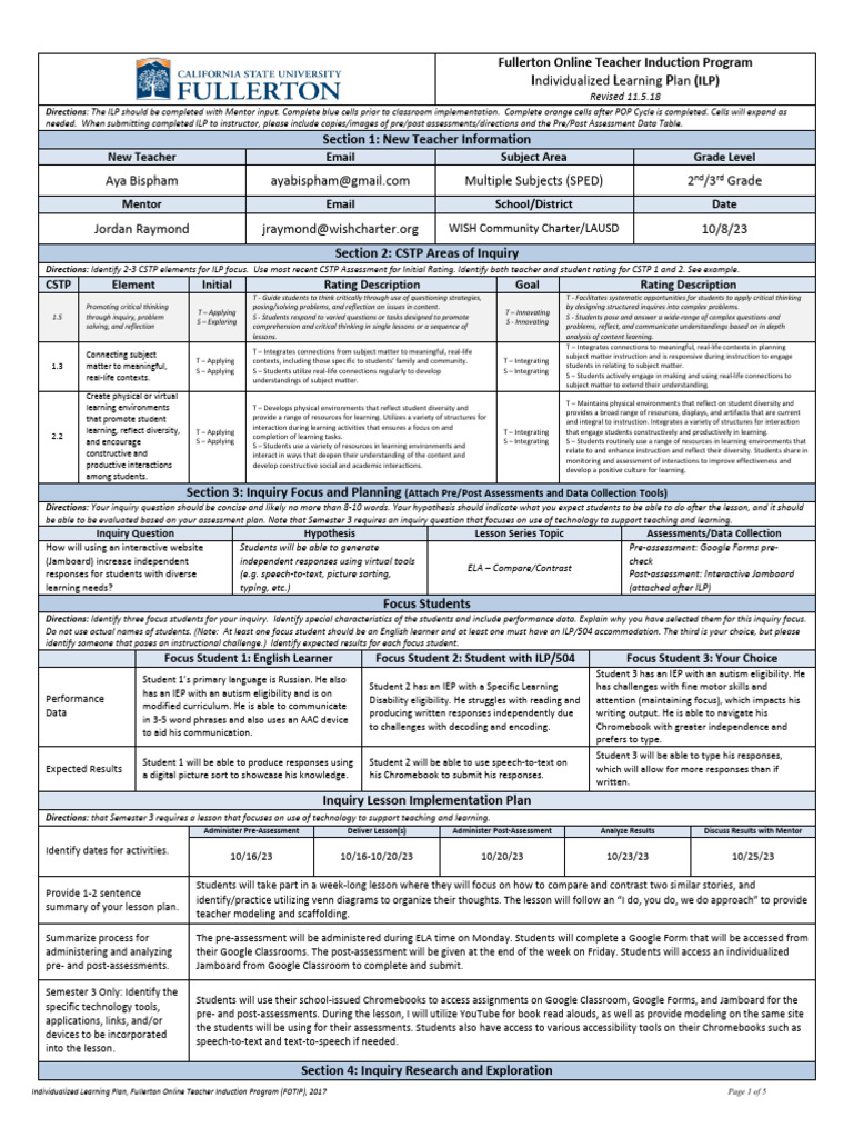 ilp form 12 | PDF | Educational Assessment | Learning
