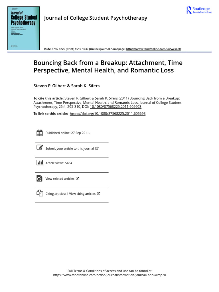 Bouncing Back From A Breakup Attachment Time Perspective Mental Health ...