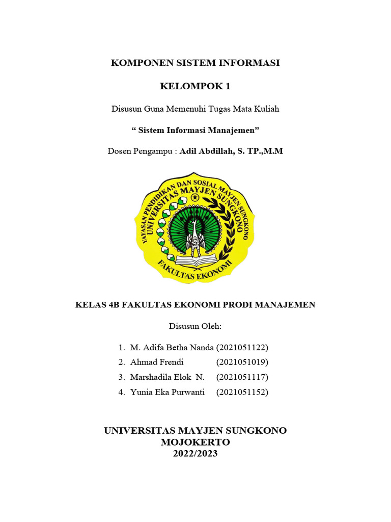 Kel 1 Komponen Sistem Informasi Pdf 