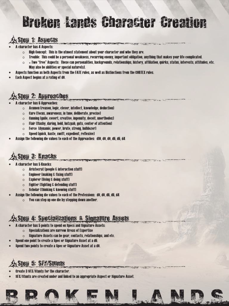 Broken Lands - Character Creation | PDF