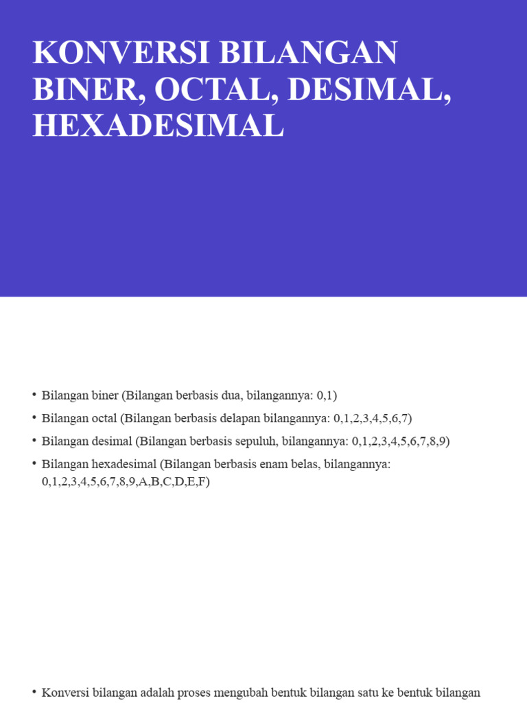 Konversi Bilangan Biner, Octal, Desimal | PDF