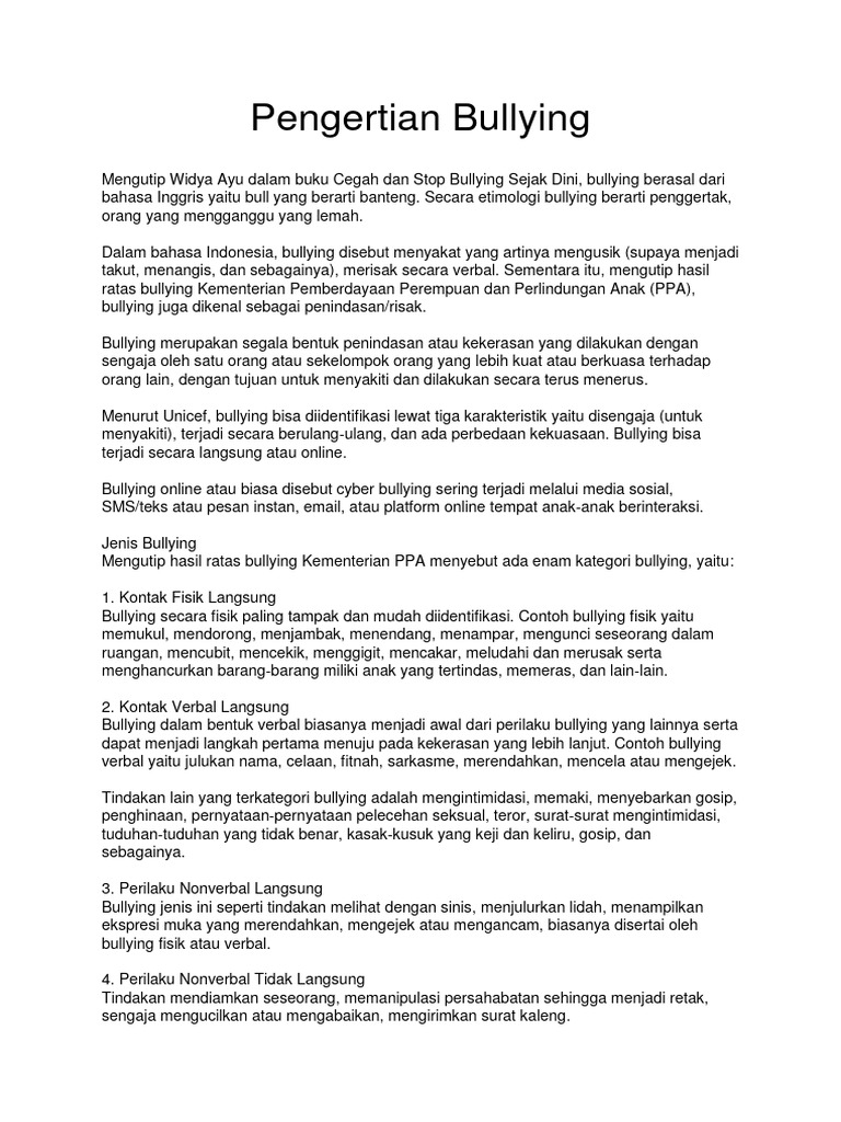 Pengertian Bullying | PDF