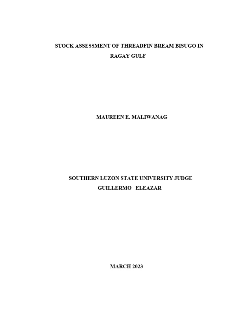 Stock Assessment of Threadfin Bream Bisugo in Ragay Gulf | PDF | Fish ...