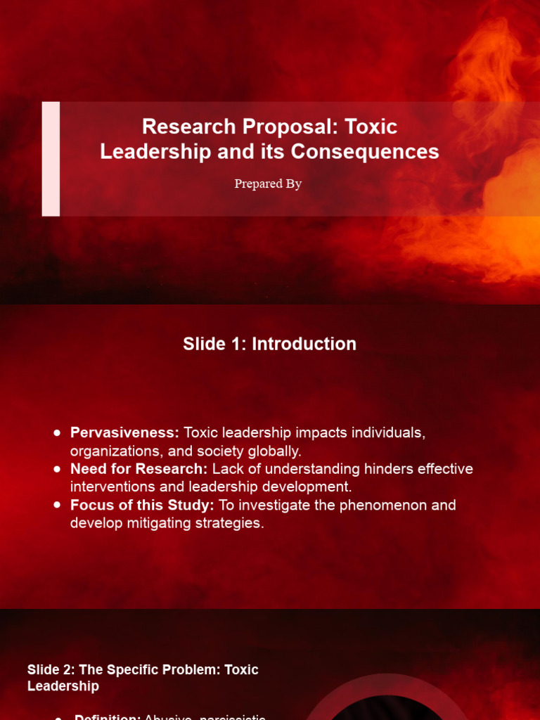 Research Proposal Toxic Leadership and Its Consequences | PDF ...