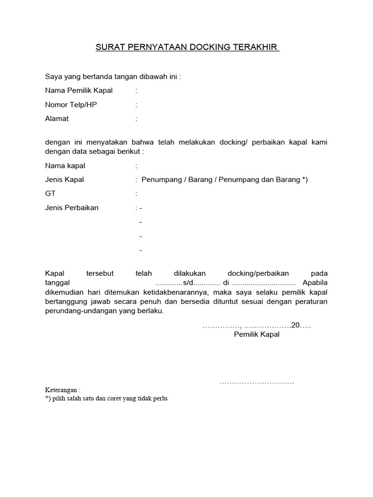 Surat Penytaan Docking Terkahir (Tradisonal) | PDF