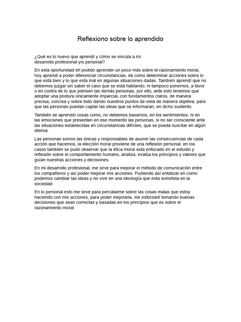 Semana 02 Reflexion Final | PDF