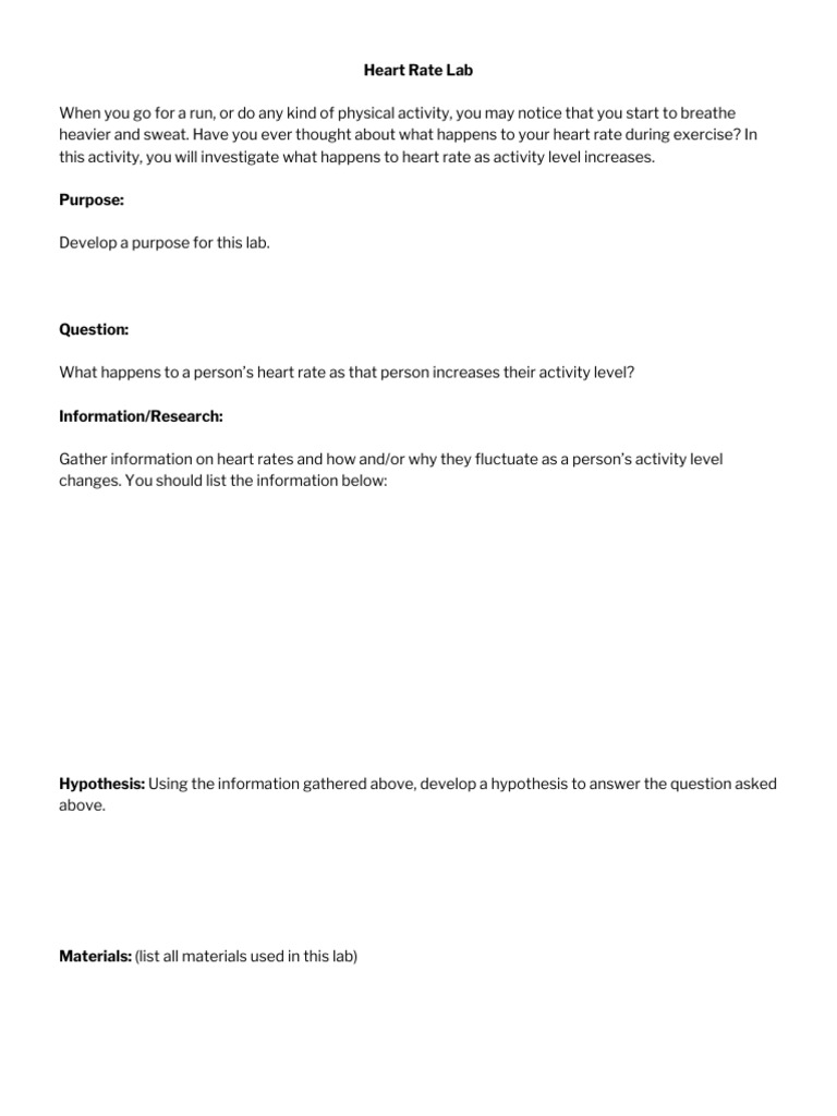 Heart Rate Response to Activity Levels | PDF
