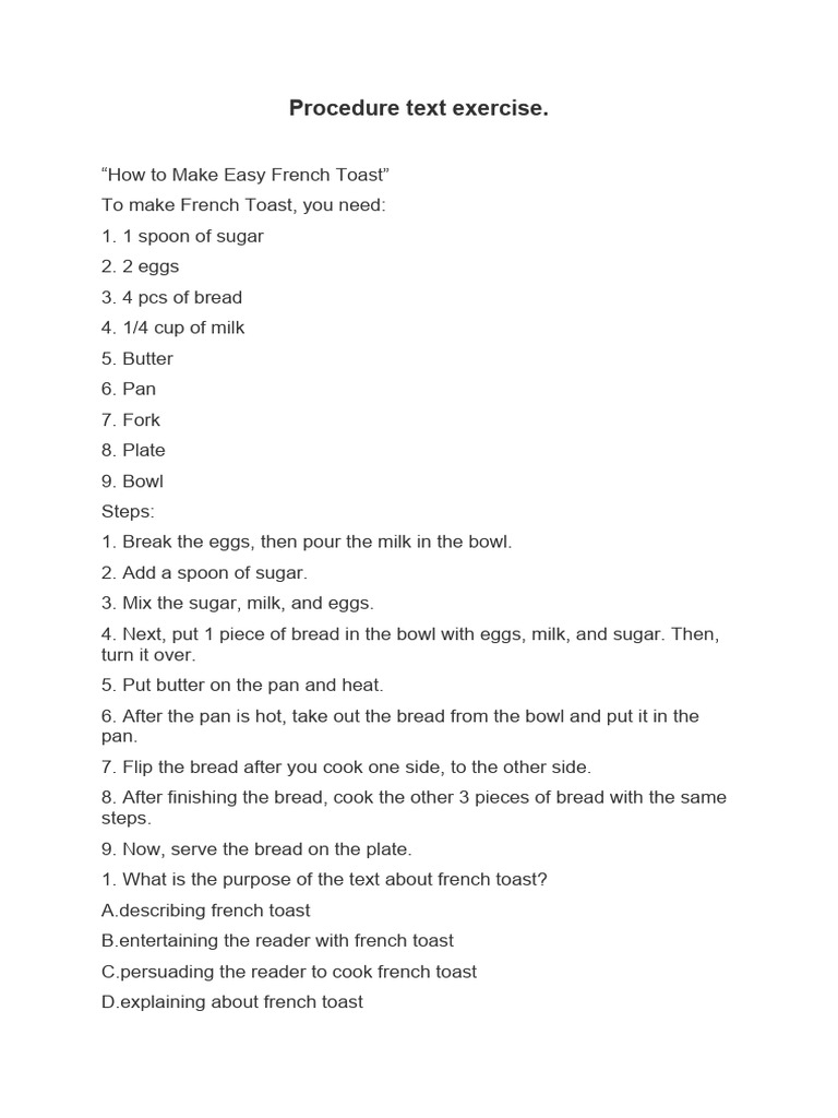 Procedure text exercise | PDF | Cakes | Cheesecake