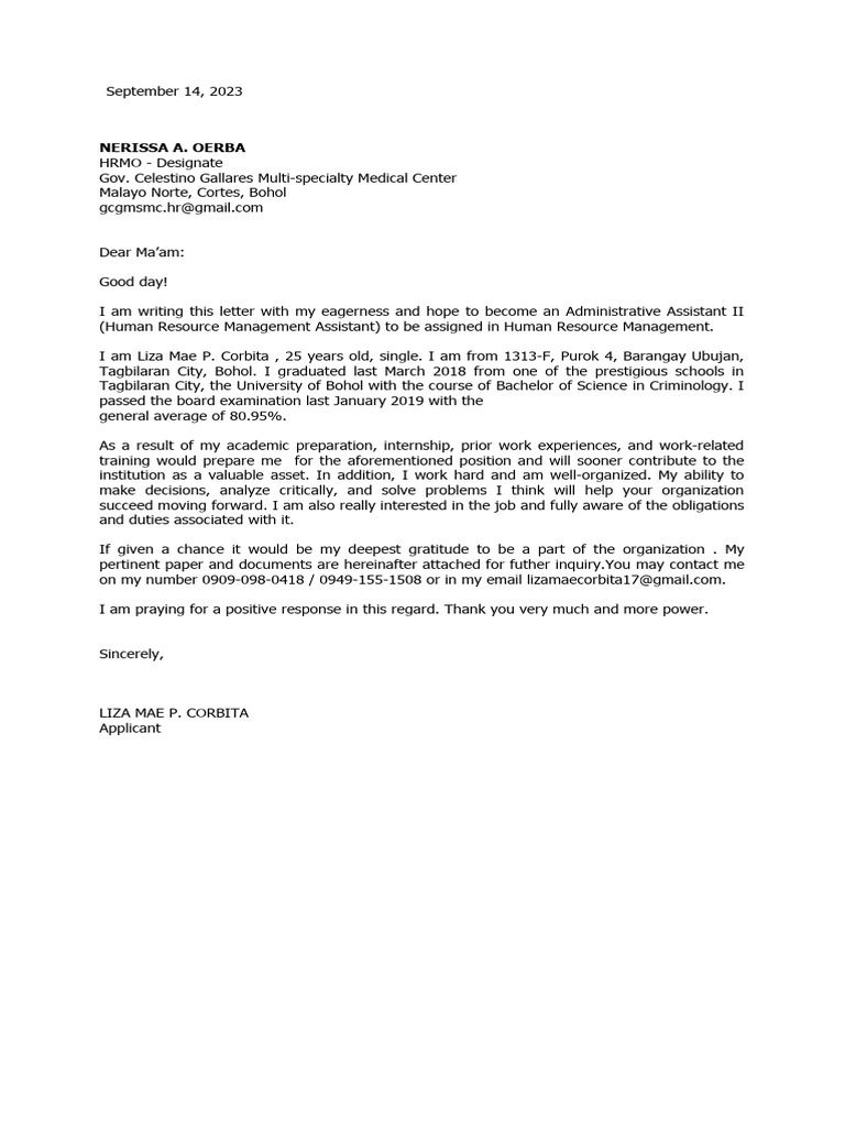 Cover Letter - Application Letter Full Block New | PDF