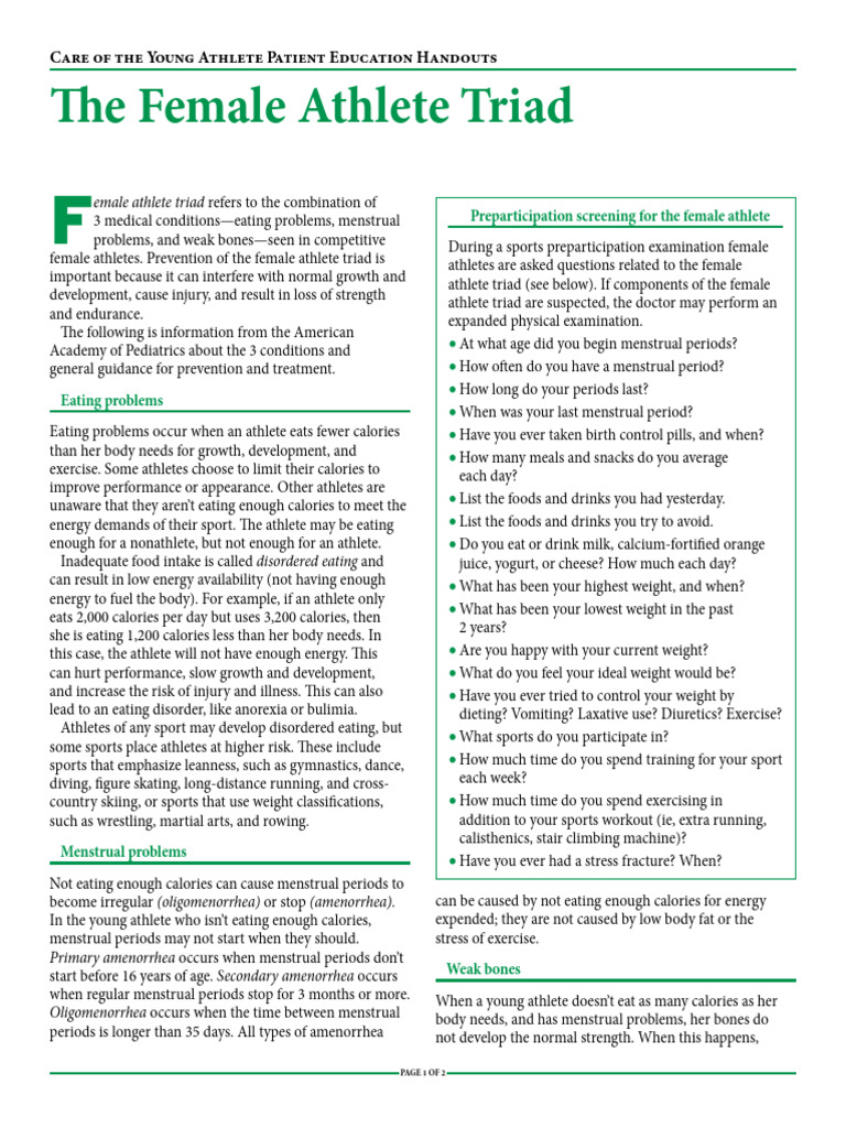 female-athlete-triad_final_secured.1.0 | PDF | Determinants Of Health ...
