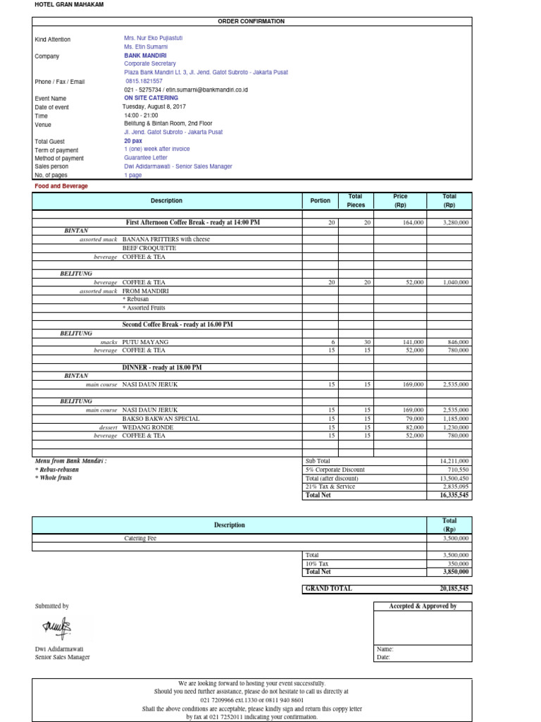 order confirmation | PDF | Cuisine | Food And Drink
