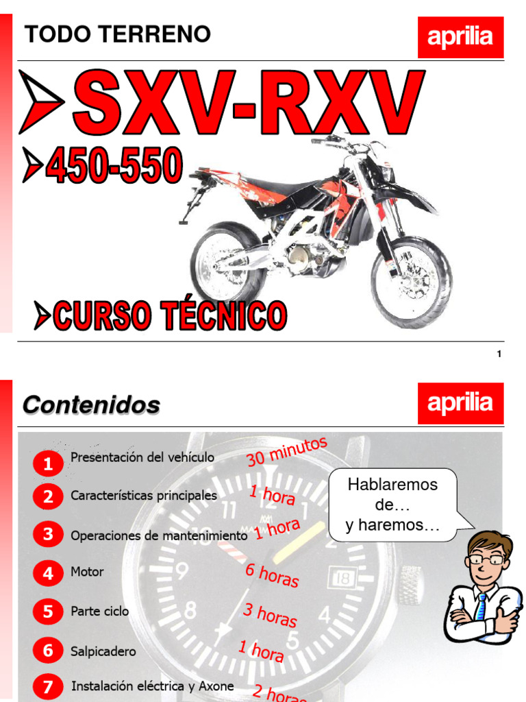 Curso Tecnico Aprilia SXV RXV 450 550 | PDF | Inyección de combustible | Tornillo