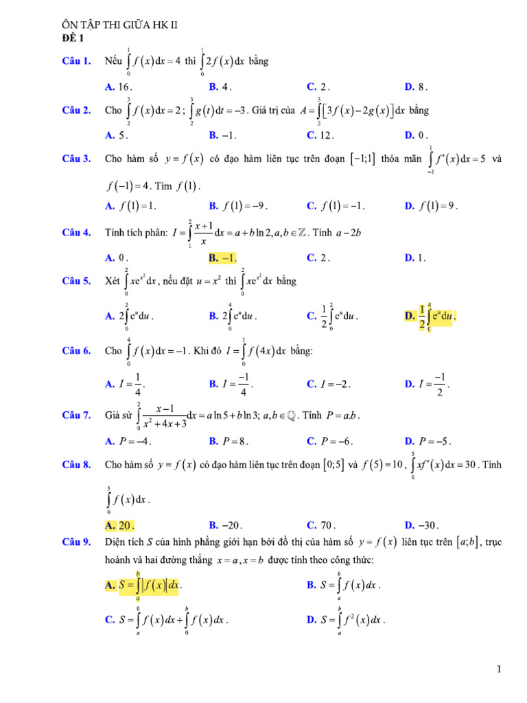 ÔN THI GIỮA HK II 1-4.pdf FIX | PDF