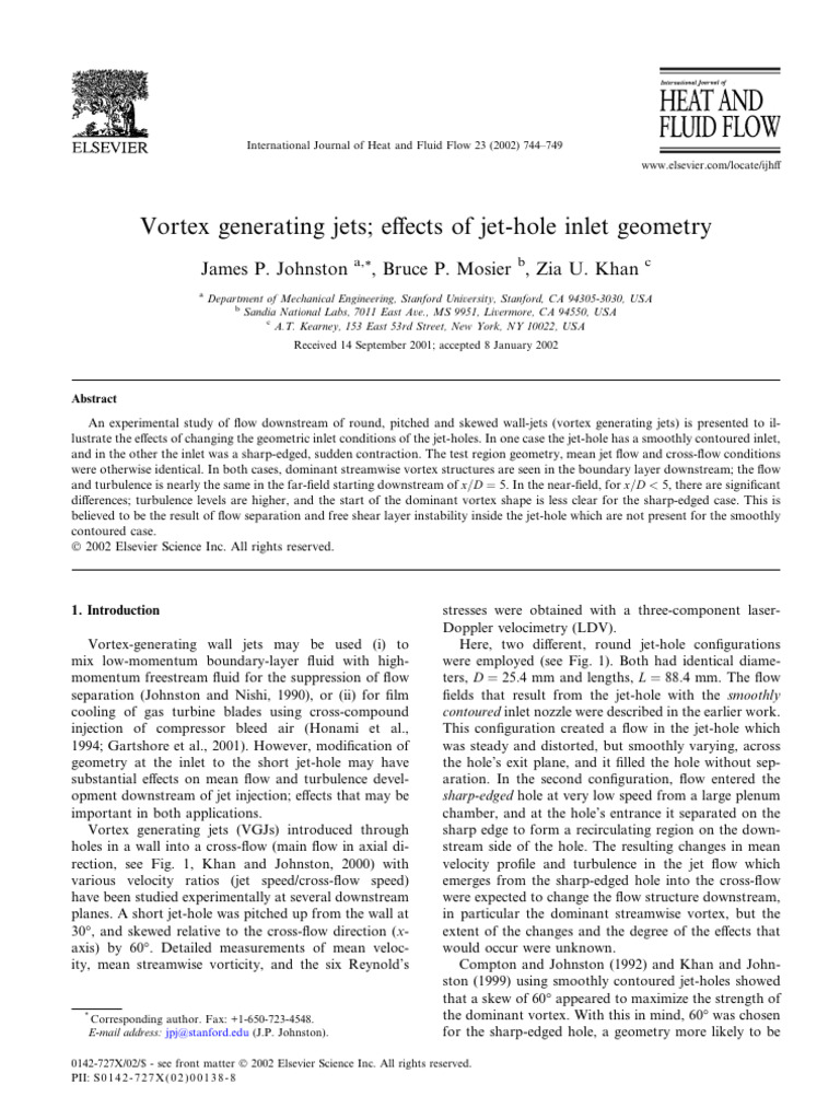 VG Jets - Effect of Inlet Hole Geometry | PDF | Vortices | Turbulence