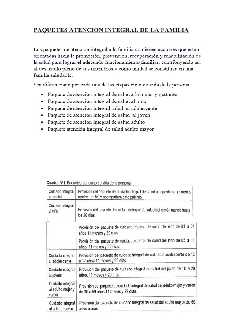 Paquetes Atencion Integral de La Familia | PDF | Familia | Adultos