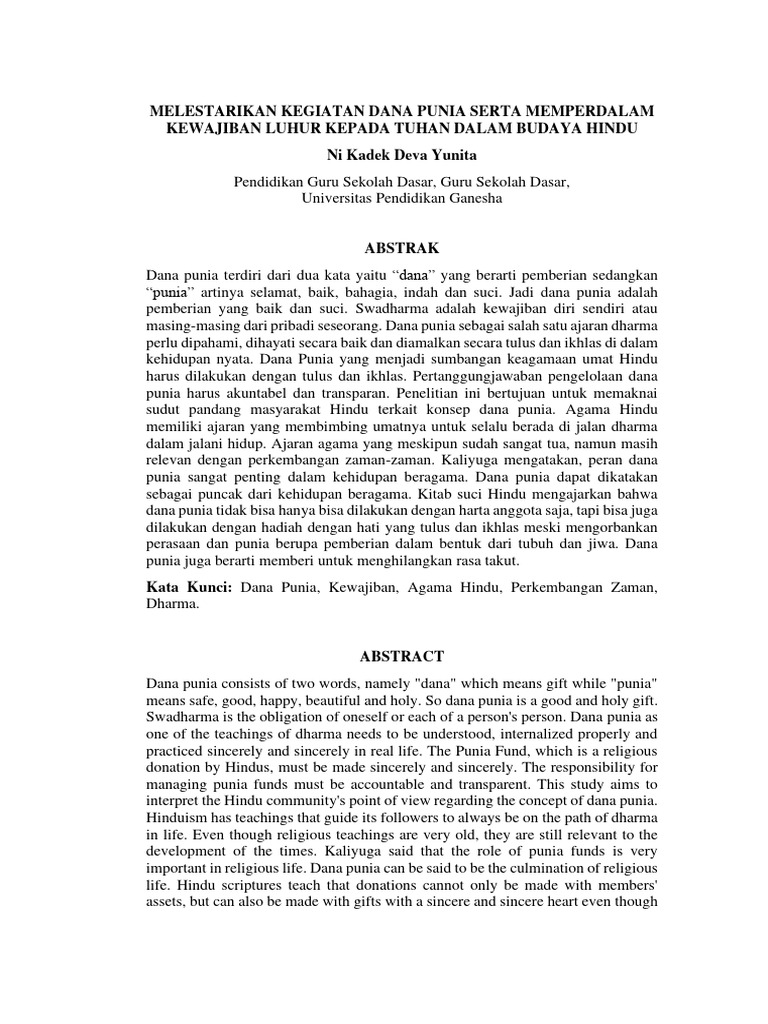 Memahami Dana Punia dalam Hindu | PDF | Sains & Matematika | Agama & Spiritualitas